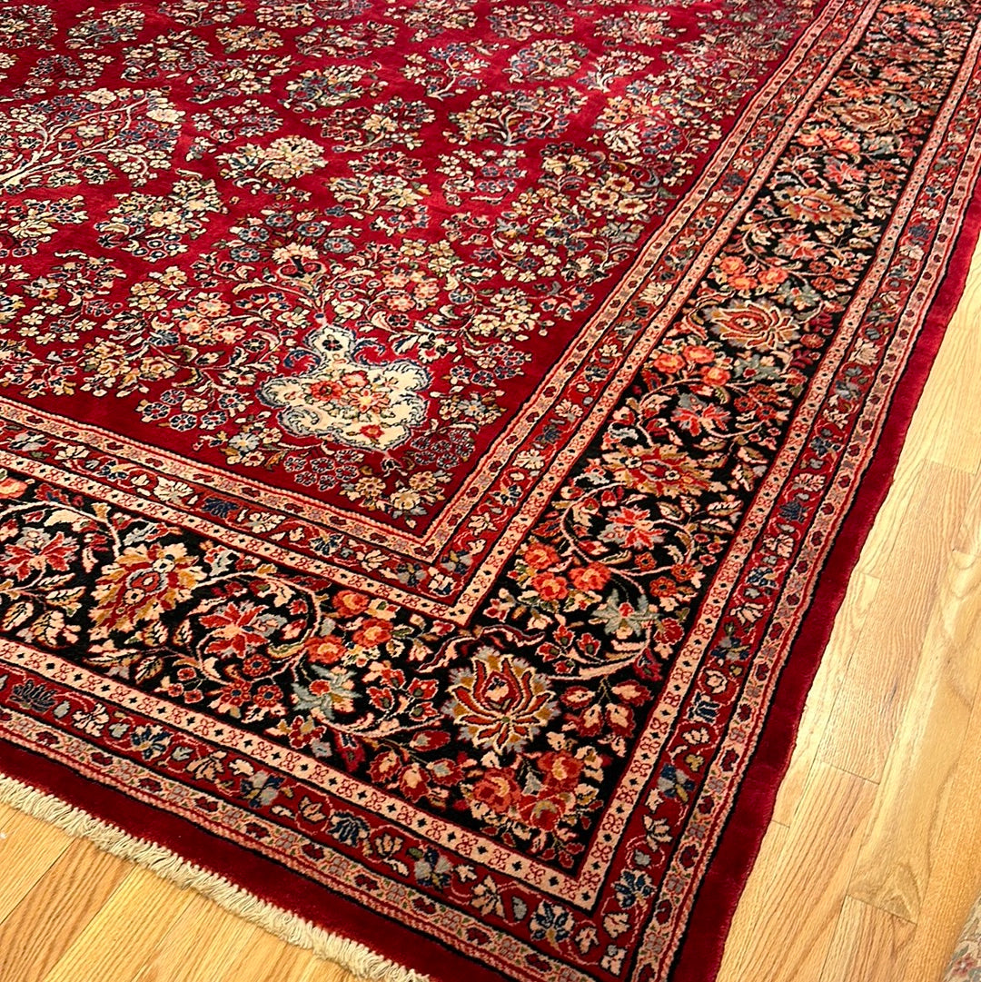 Kaoud Rugs 11.9X24 Rectangle Red Antique Persian Sarouk Area Rug