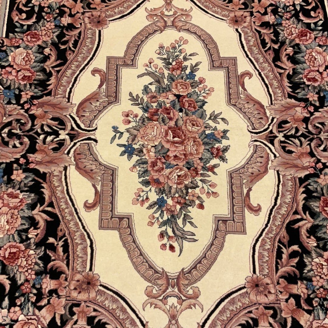 Kaoud Rugs HAND KNOTTED BLACK WOOL NAIN