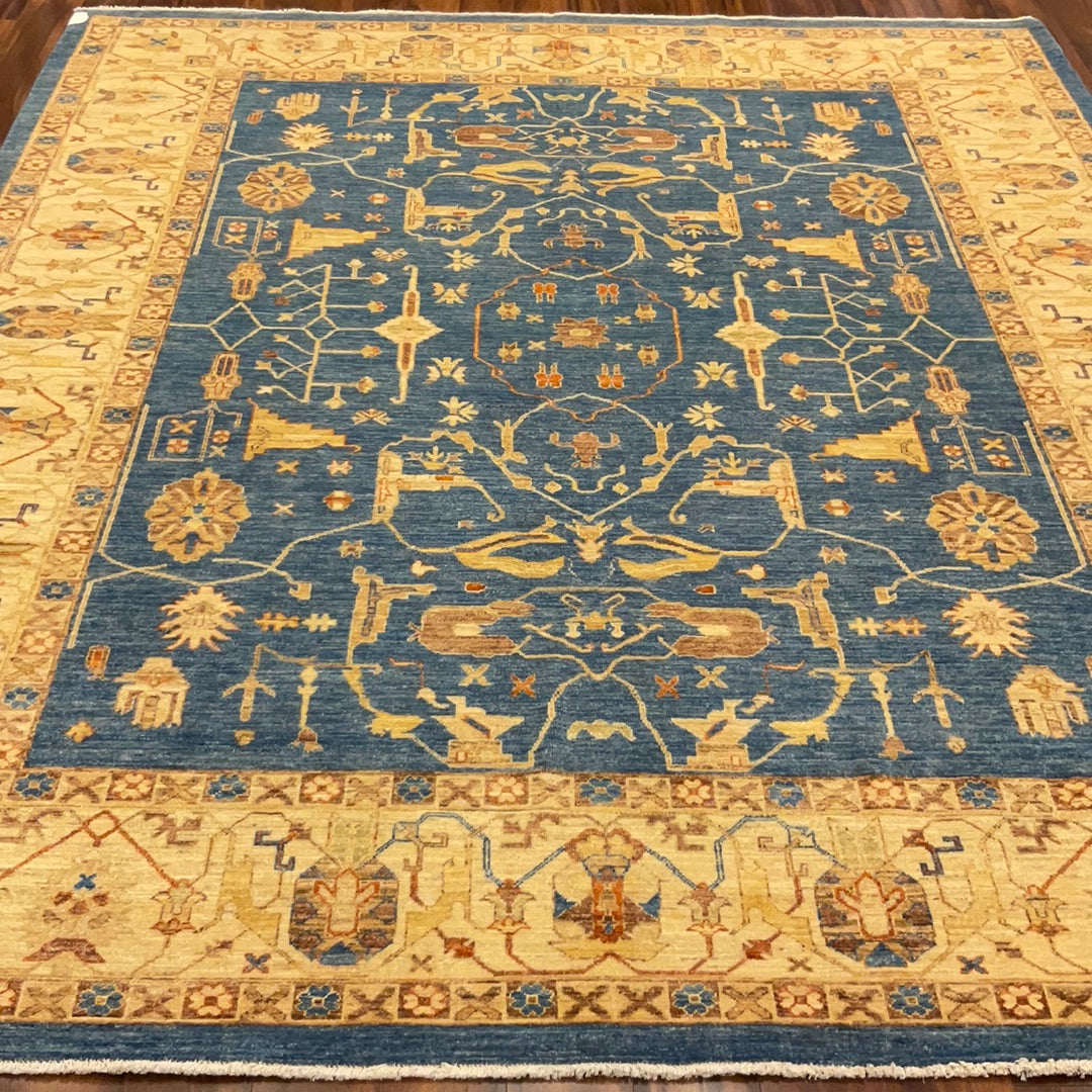 Kaoud Rugs HAND KNOTTED LIGHT BLUE WOOL ANT. OUSHAK