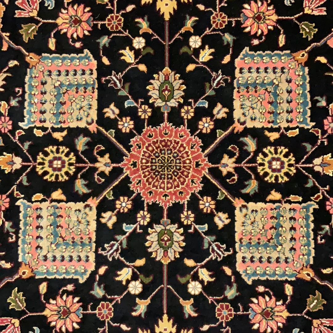 Kaoud Rugs HAND KNOTTED BLACK WOOL TABRIZ-M