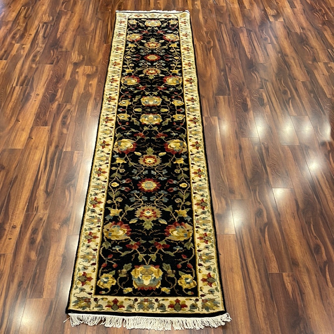 Kaoud Rugs HAND KNOTTED BLACK WOOL ROYAL SAVONERIE